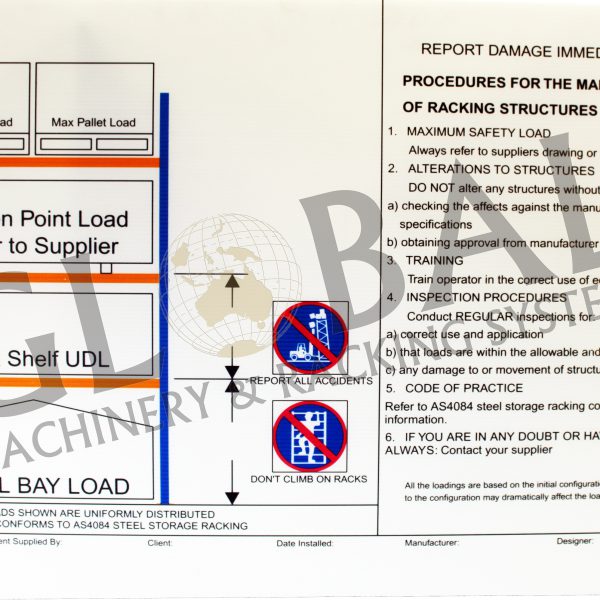 Load Sign for Pallet Racking : High Quality Aluminium Sign