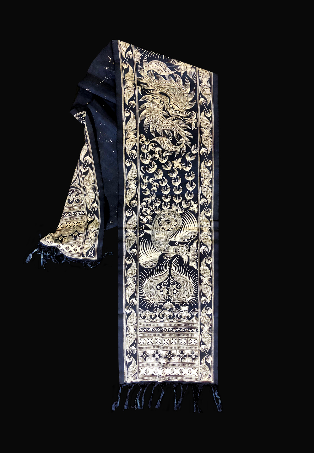 Miao Indigo Dyed Handloom Batik ~ Jiwei Bird & Yin Yang Design | One Tribe