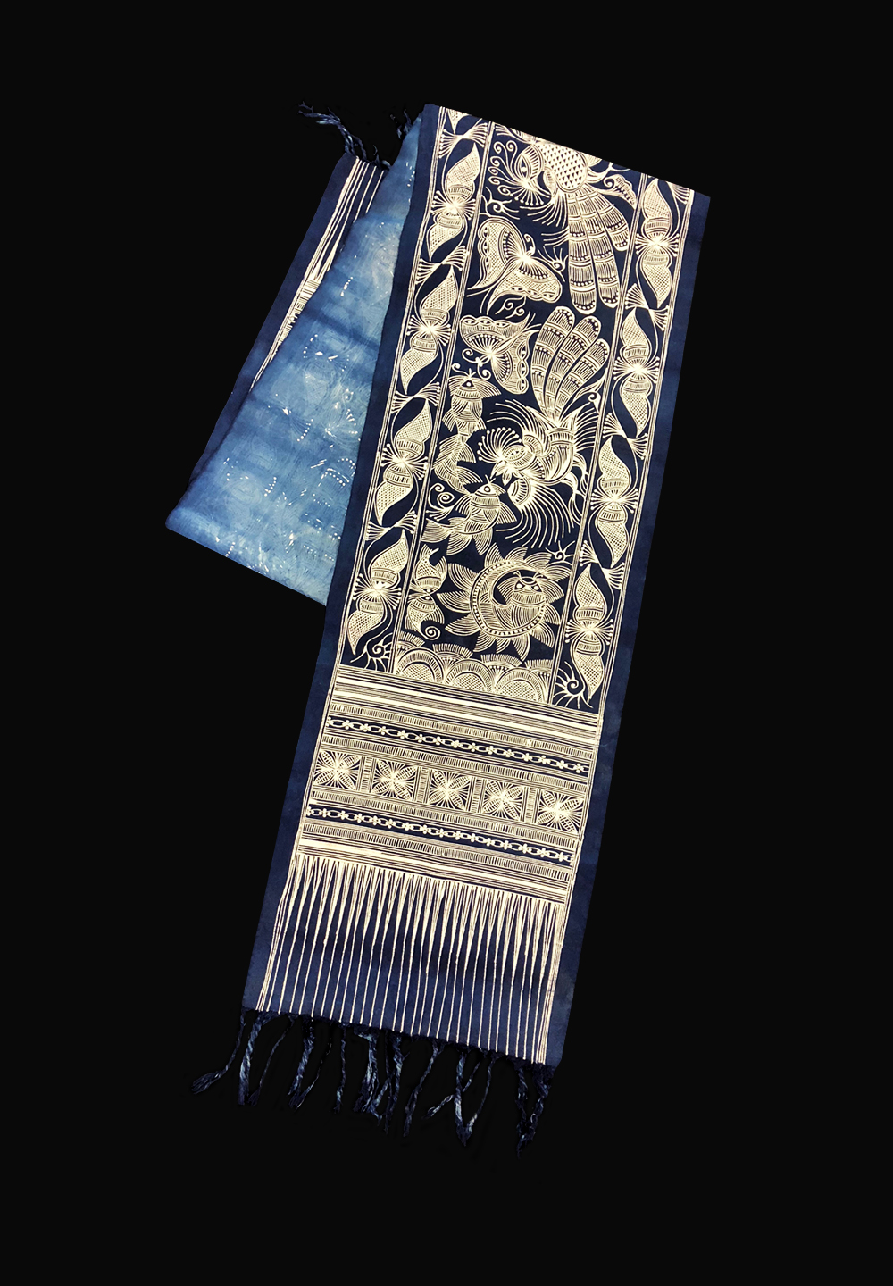 Miao Indigo Dyed Handloom Batik ~ Jiwei Bird & Sea Creatures | One Tribe