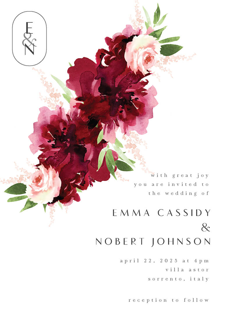 Customise Elegant Flowers Wedding Invitations by Paperlust