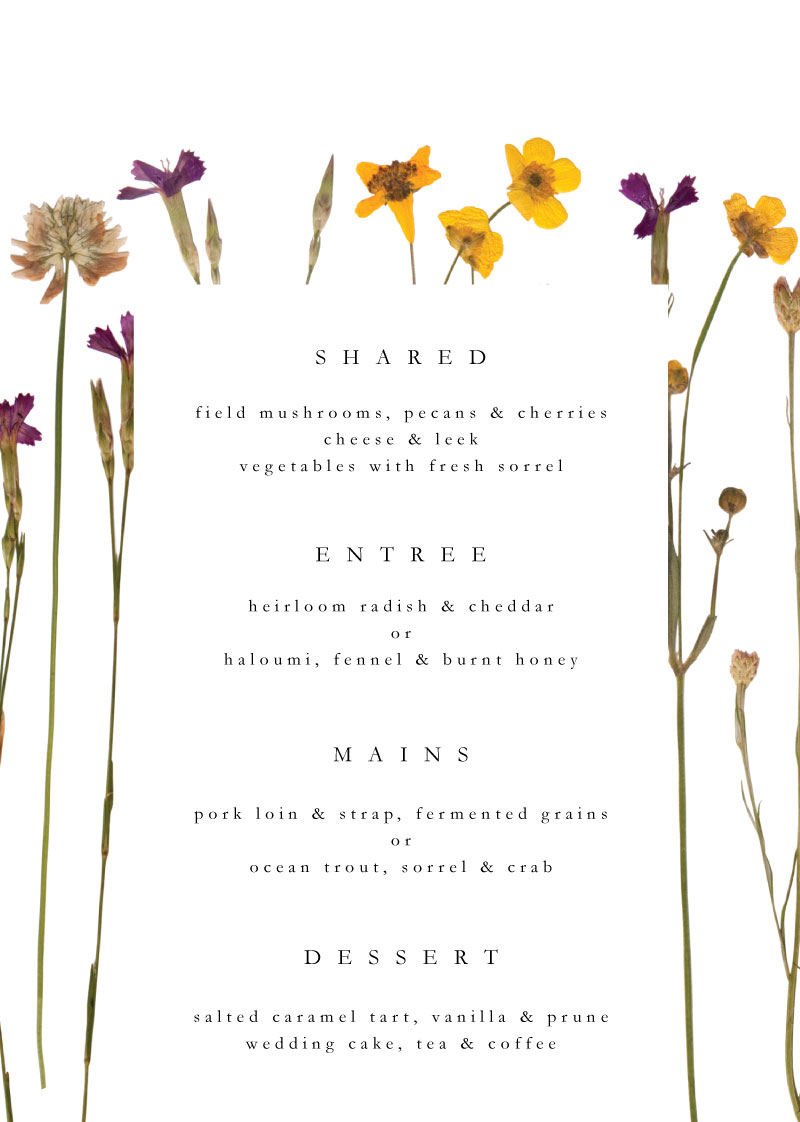 Customise Flora Wedding Menu by Paperlust