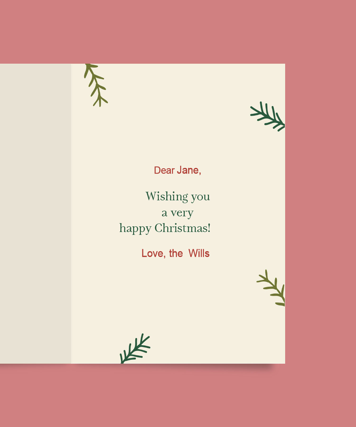 Christmas Postcard Back Design