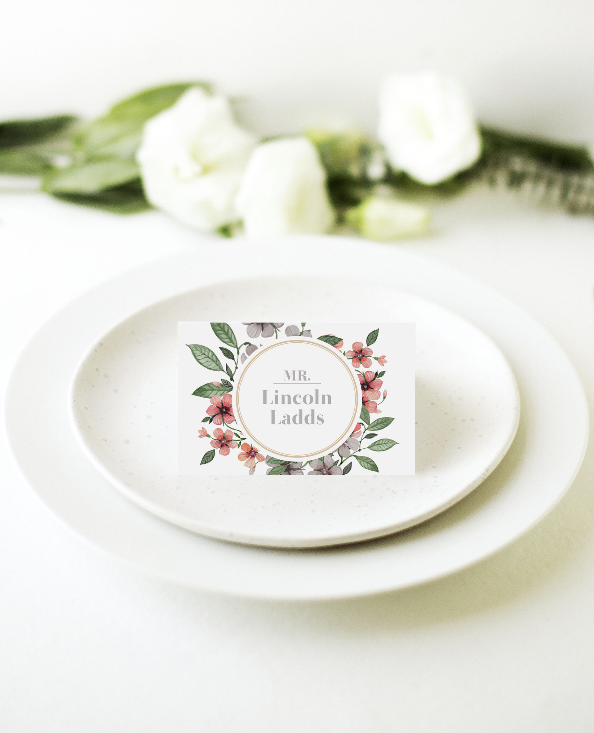 Floral Circle Invitation Set Wedding Place Cards by Paperlust