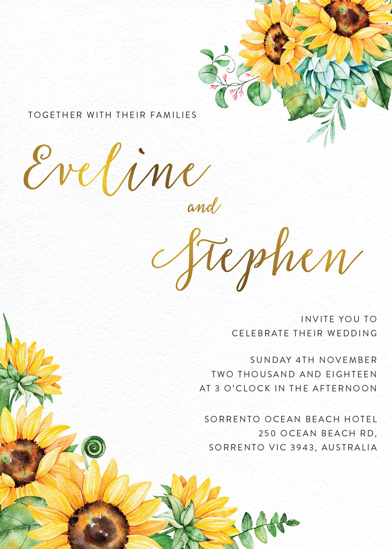 Customise Sunflower Wedding Invitations by Paperlust
