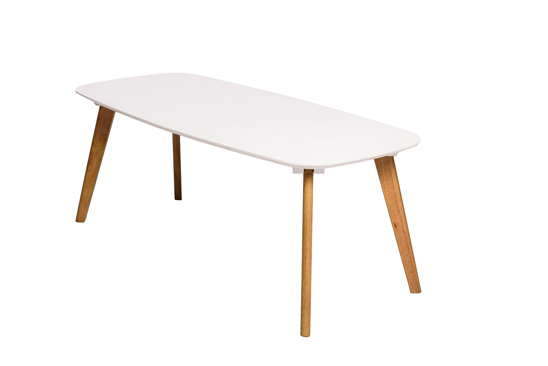 Scandi Long White Coffee Table with Wooden Legs - 1.1mL x 50cmD x 42cmH ...