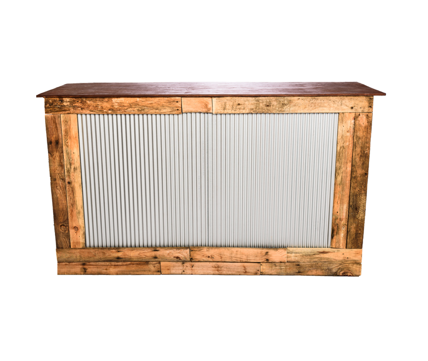 Rustic Corrugated Iron Bar - 2mL x 60cmD x 1.1mH - The Event Mill