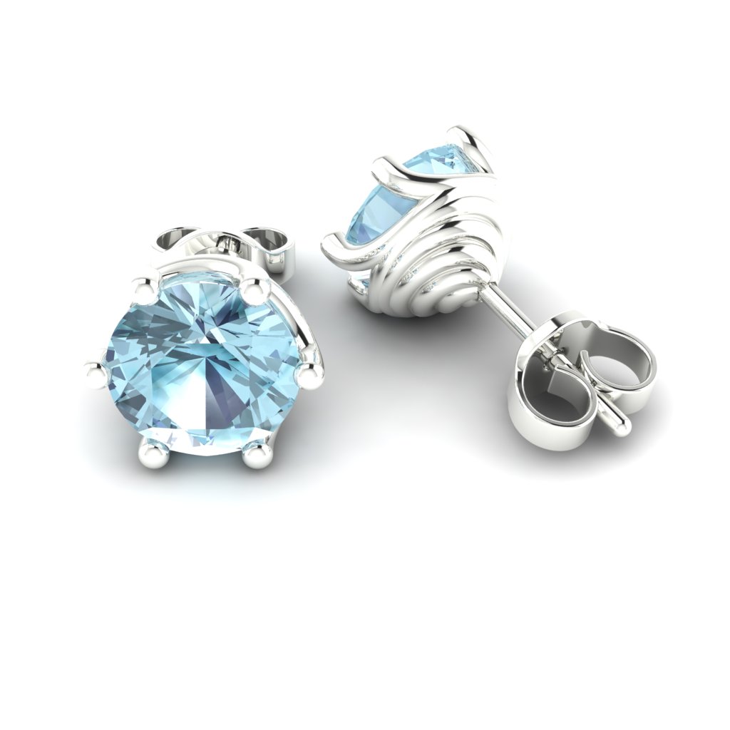 Blue Topaz White Gold Coated Eye of Cyclone Stud Earrings | Brilliyond ...