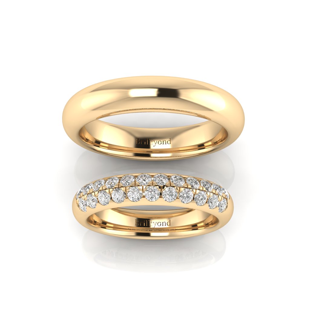 Yellow Gold Wedding Ring Set Esmaria | Brilliyond Jewellery
