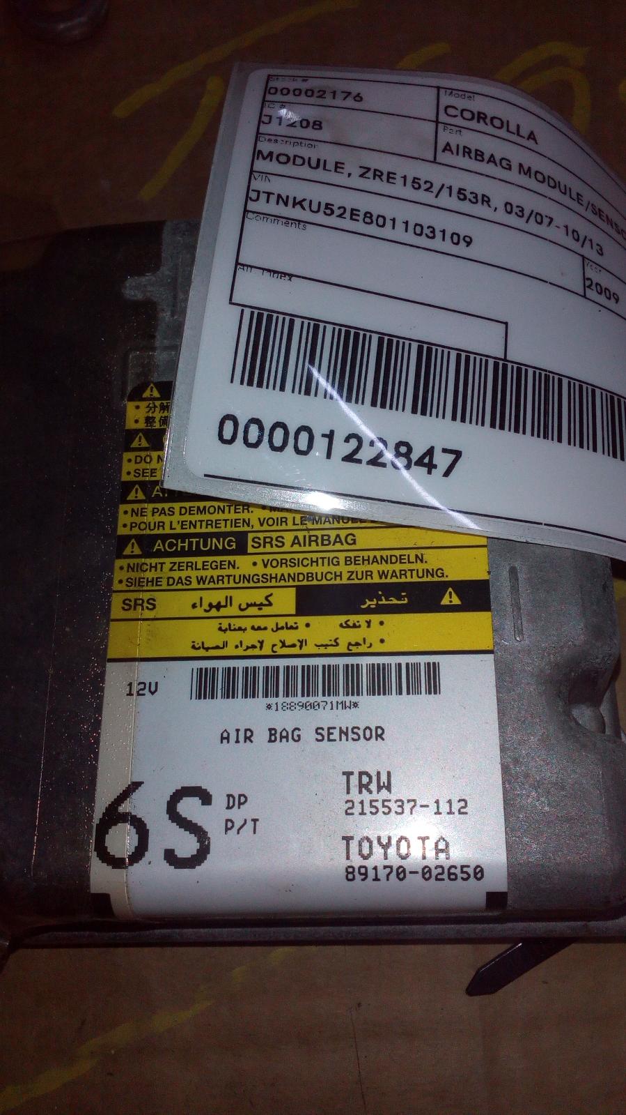 Airbag Module/Sensor Corolla Toyota 2009