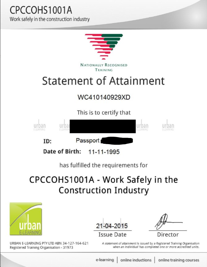 National: Construction Induction (White Card) : Rail Industry Worker ...