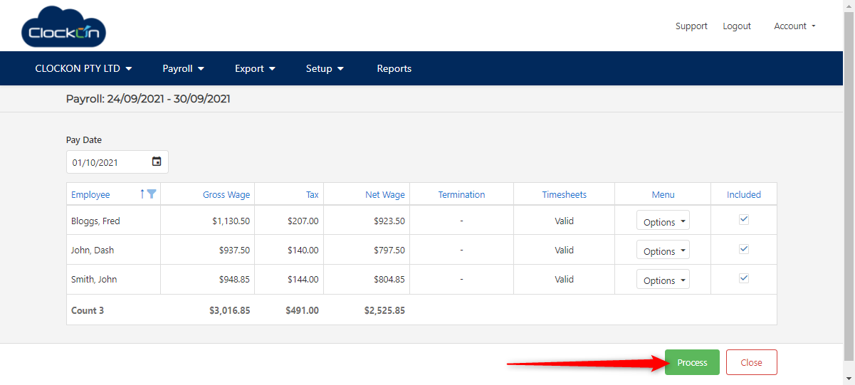 Processing Payroll : ClockOn Online Knowledge Base