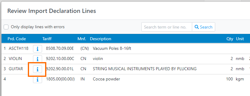 Automatically classify declaration lines : SpeEDI Accord Help Centre