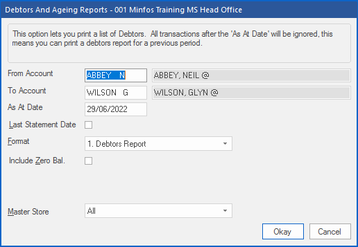 Centralised customer accounts debtors and ageing report : Help Centre