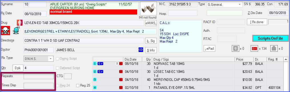 Dispense a drug as Continued Dispensing supply in Minfos : Help Centre