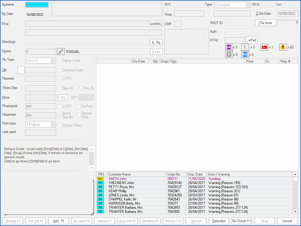 Dispense a paper Prescription in Minfos : Help Centre