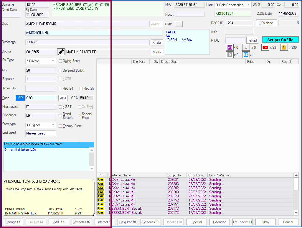 Dispense a paper Prescription in Minfos : Help Centre