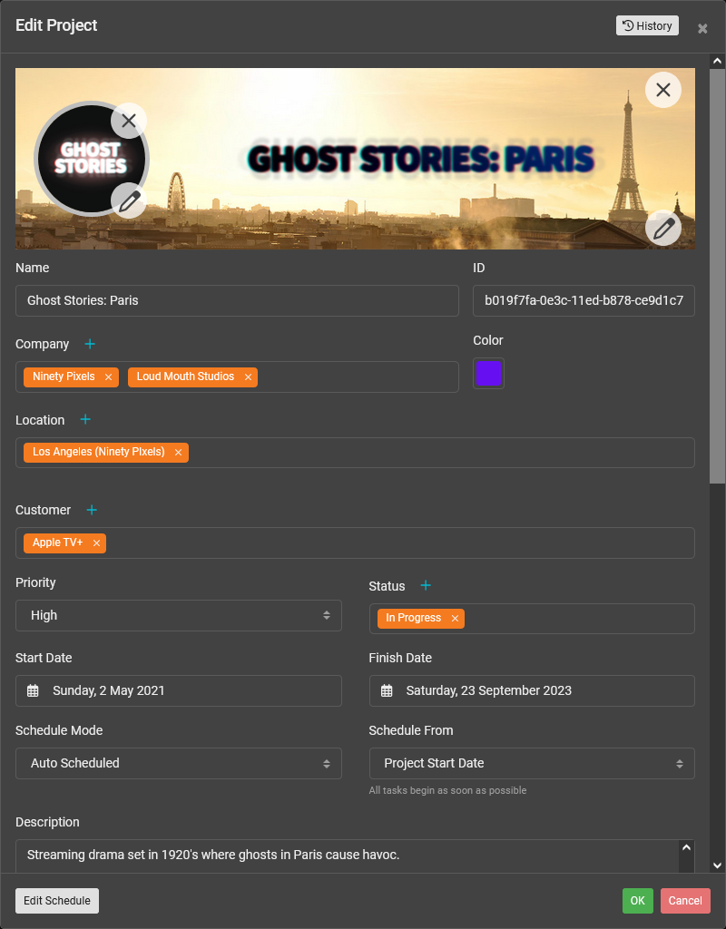 Editing a Project : PROJECTAL