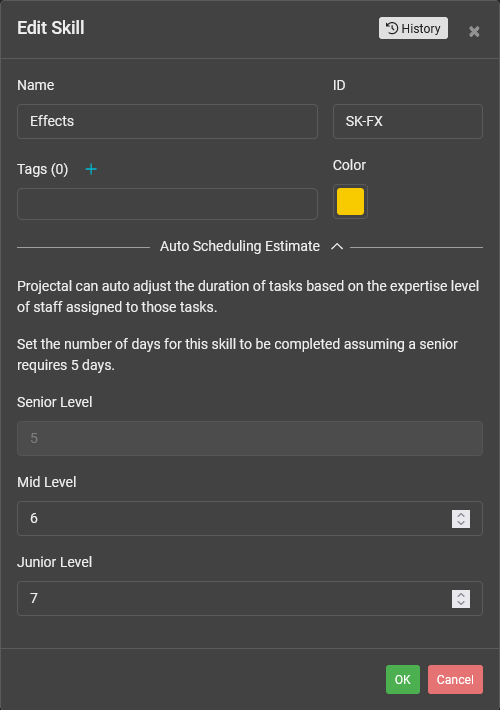Editing a Skill : PROJECTAL