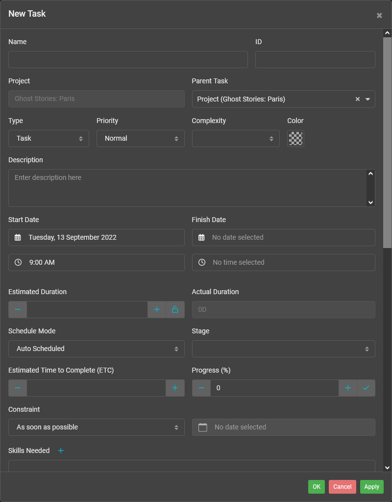 Adding a Task : PROJECTAL