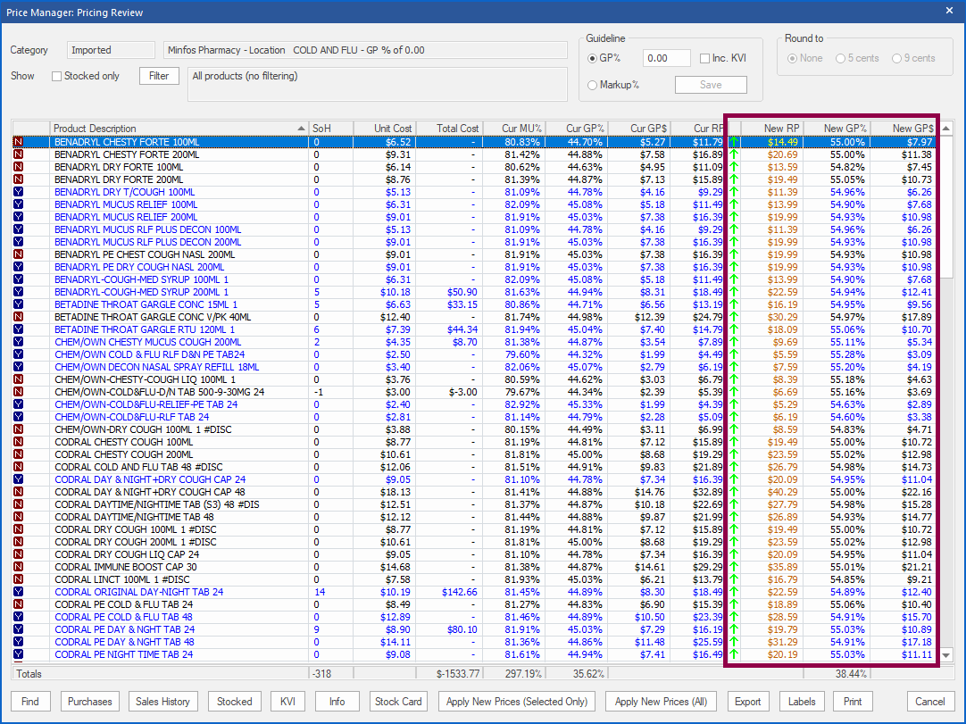 Import a Retail Pricing file in Minfos : Help Centre