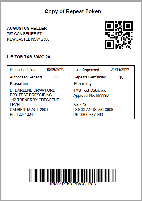 Configure repeat eScript tokens to print on A5 in Minfos : Help Centre