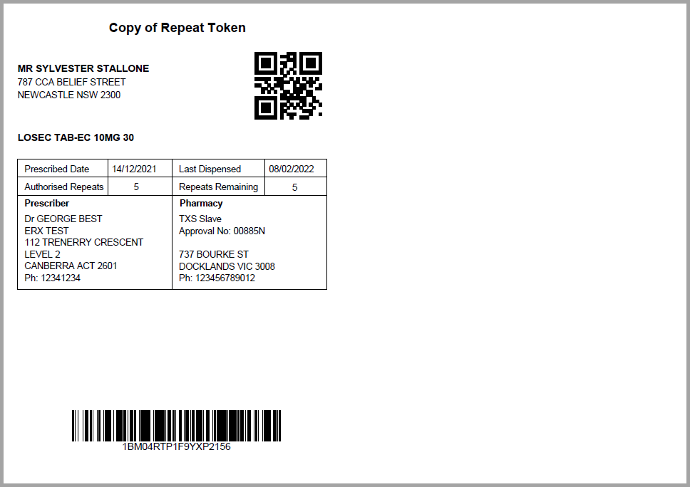 Configure repeat eScript tokens to print on A5 in Minfos : Help Centre