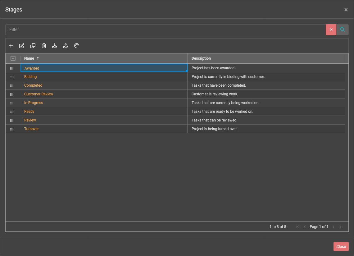Managing Stages : PROJECTAL