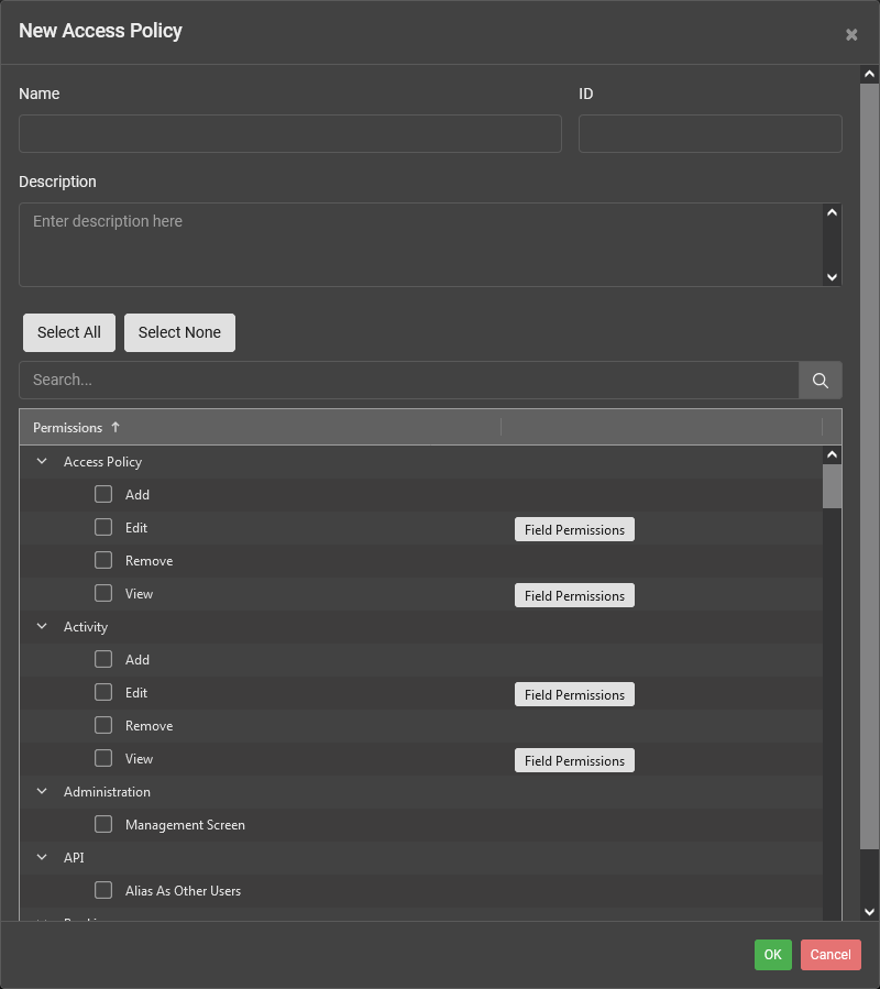 Adding an Access Policy : PROJECTAL