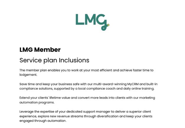 LMG Member Service Plan Inclusions : LMG Help Centre