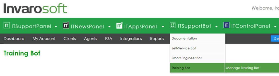 Manage Training Bot : Support Portal