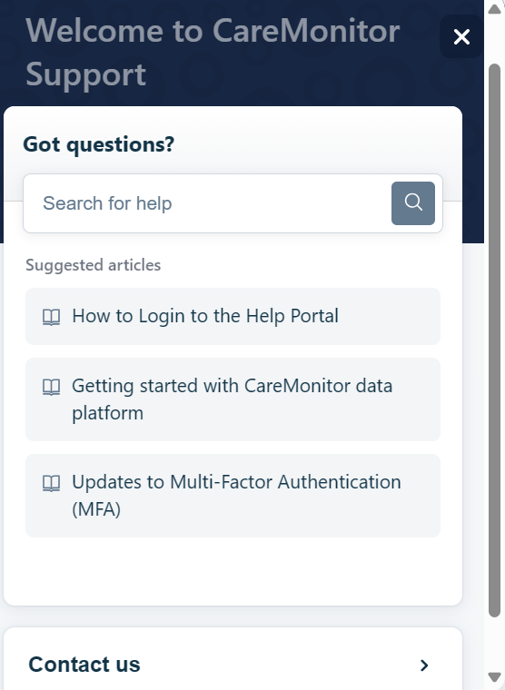 Access CareMonitor Support : Support Portal