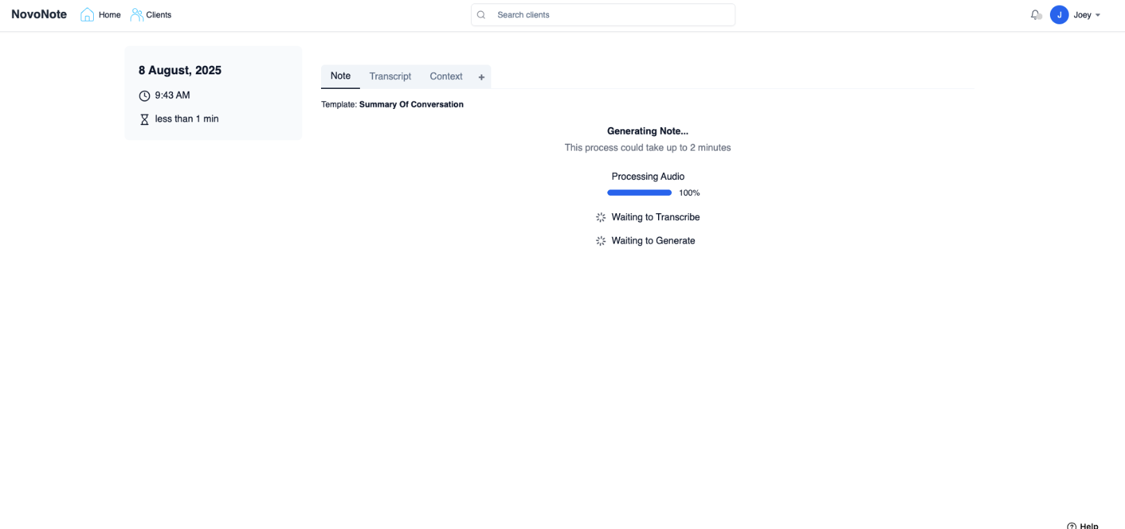 Failed Audio Recordings / No Transcripts / Notes Generated : NovoNote ...