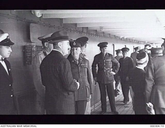 Senior officers and friends on the deck of the troop transport ...