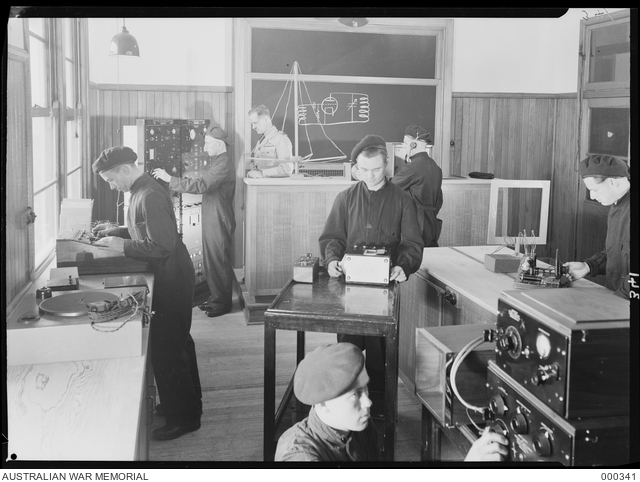 POINT COOK - WIRELESS OPERATOR RECRUITS AT RADIO LABORATORY WORK. RAAF ...