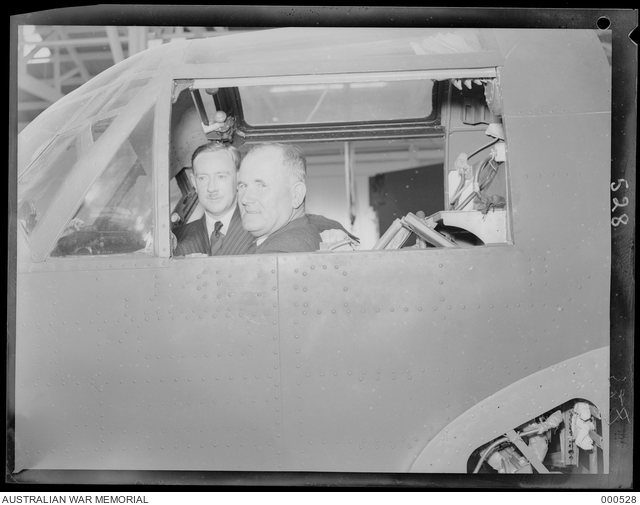 HON. P. SPENDER & SIR FREDERICK STEWART IN COCKPIT OF A BRISTOL ...