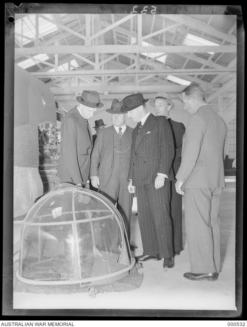MR. CLAPP, SIR FREDERICK STEWART & HON. P. SPENDER AT NEWPORT WORKSHOPS ...
