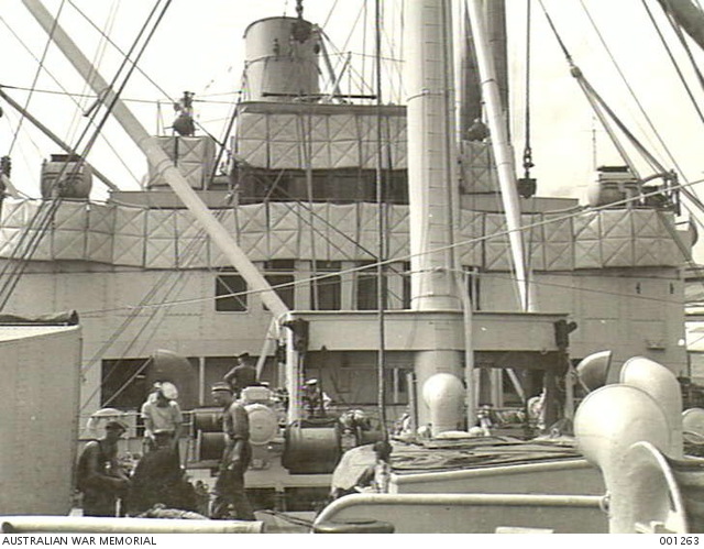 Work in progress on the Armed Merchant Cruiser HMAS Westralia during ...