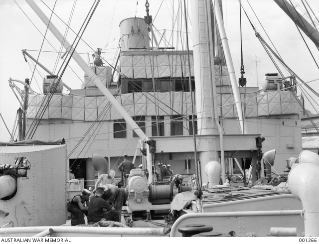 Work in progress on the Armed Merchant Cruiser HMAS Westralia during ...