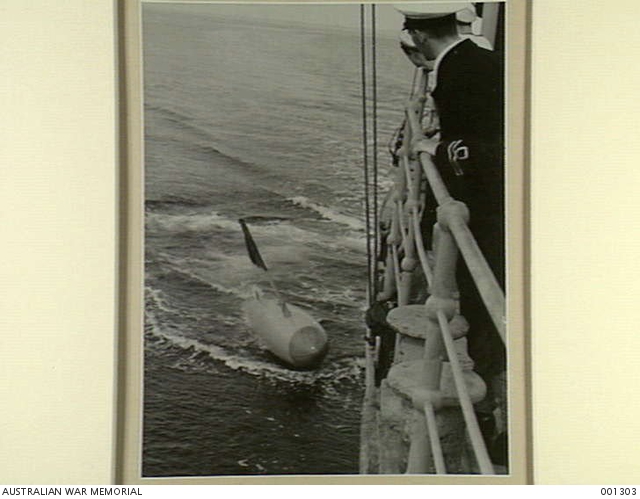 MINE SWEEPING. THE FRENCH FLOAT TAKES THE WATER. (NEGATIVE BY G. SILK ...