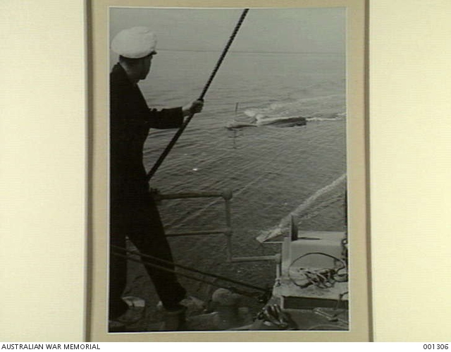 MINE SWEEPING. THE FRENCH FLOAT VEERS OUTWARDS AWAY FROM THE SHIP AT ...