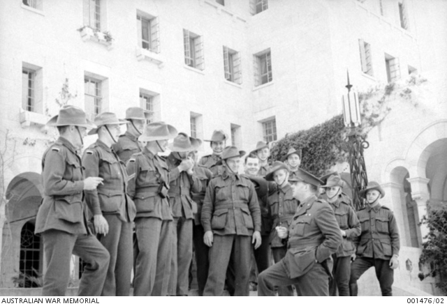 Outdoors group portrait as troops of the 6th Division newly arrived in ...