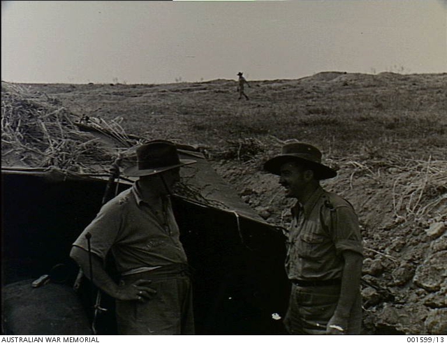 Julis, Palestine. Lieutenant Colonel P. A. Parsons (left) talks to his ...