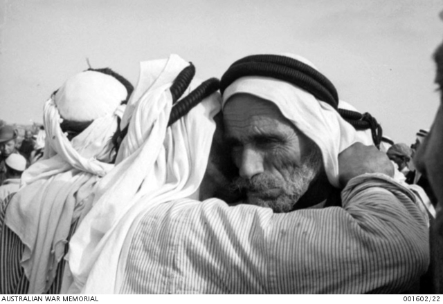 Ibdis near Gaza. Leaders of the two rival Arab tribes present at a ...