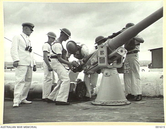 GUNNERY PRACTICE AT HMAS RUSHCUTTER. | Australian War Memorial