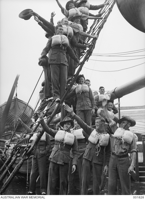 EMBARKATION TROOPS WAVING GOOD-BYE. (NEGATIVE BY S. HOOD). | Australian ...