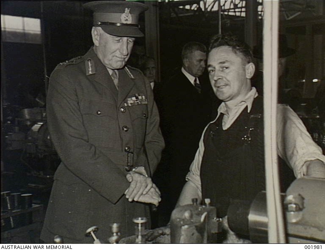 Pyrmont. The Governor General, Lord Gowrie, talking to an employee at ...