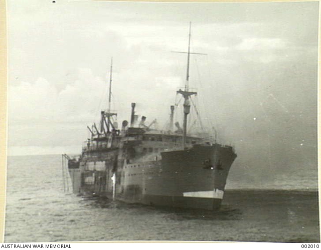 Smoke starting to appear from the Italian motor vessel Romolo after ...