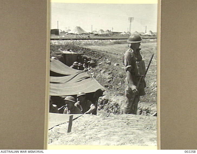 BEIT JERJIA. BLANKETS SPREAD ACROSS TRENCHES AS PROTECTION AGAINST THE ...