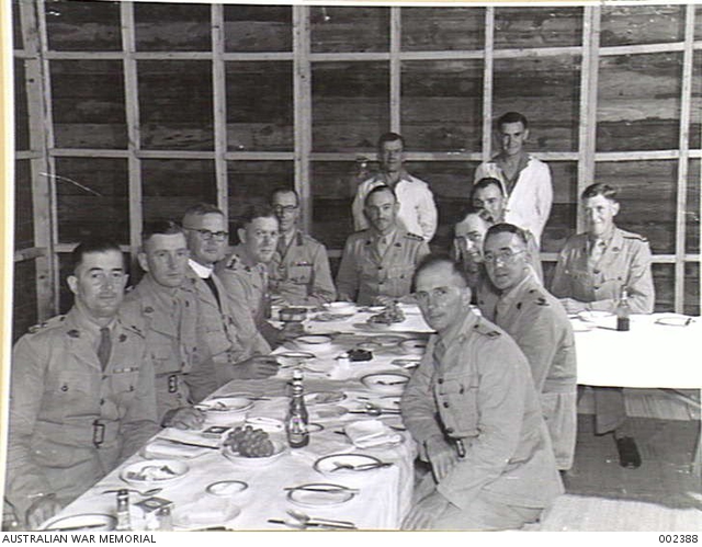 BEIT JERJIA. OFFICERS MESS, 17TH BDE. CAPTAIN BISHOP (PRES) AND CORP ...