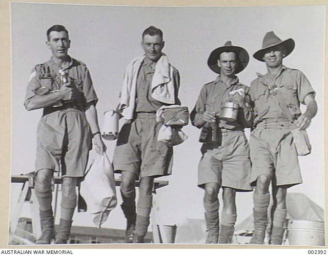Beit Jerjia. Members of the 2/5th Battalion receive their dry rations ...